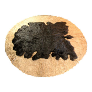 Fur Accents Area Rug Faux Wolf Skin and Buffalo Hide, 5' - Southwestern ...