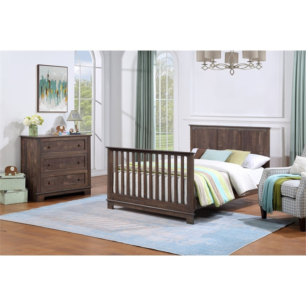 Suite Bebe Grayson Traditional Wood Full Bed Conversion Kit in Brown ...