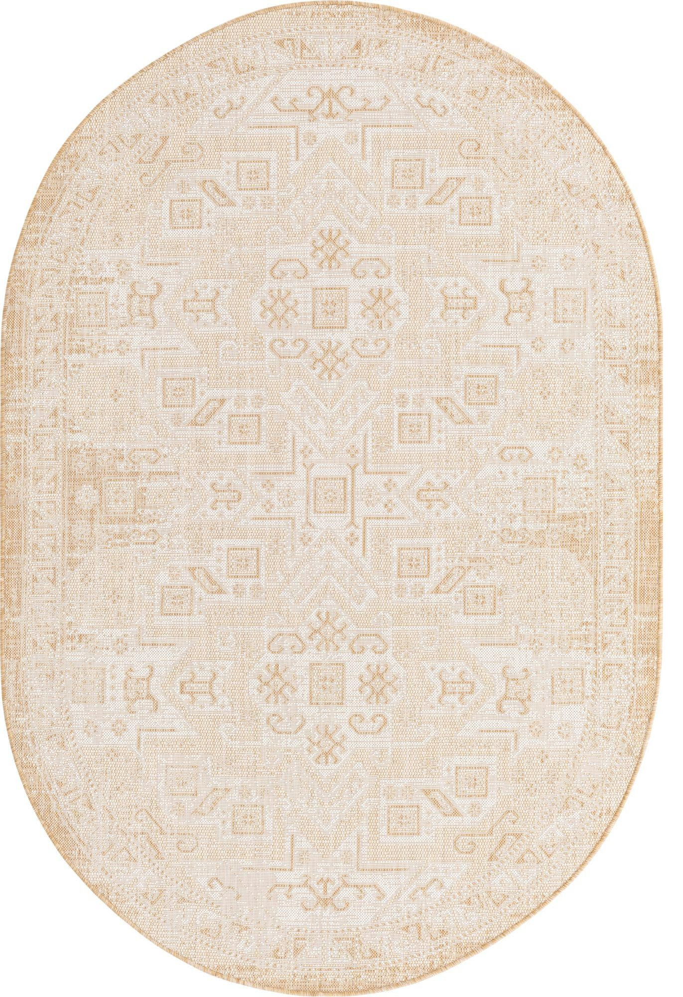 Rug Unique Loom Outdoor Aztec Beige Oval 5' 3 x 7' 10 - Mediterranean ...