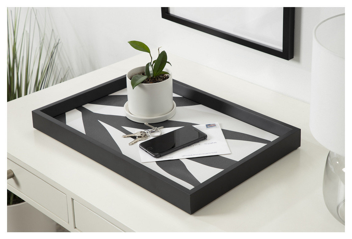 Decorative Wood Tray 13"x19" featuring 'Modern Botanical Neutral ...