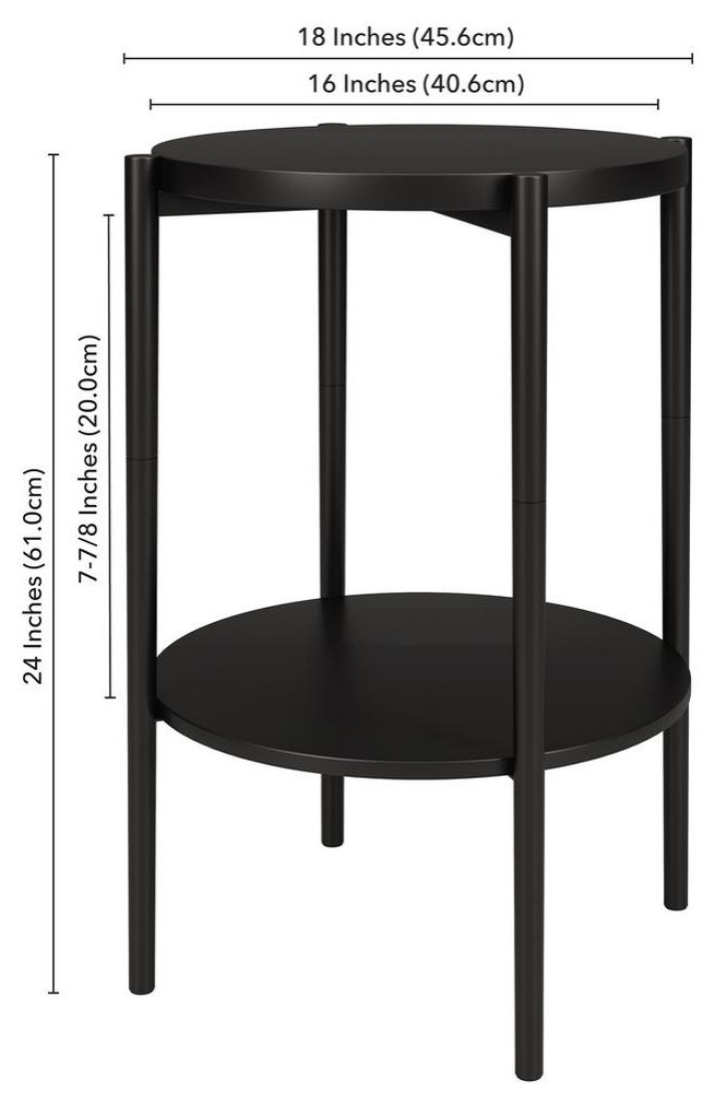 Wayne 18'' Wide Round Side Table With Metal Shelf In Blackened Bronze ...