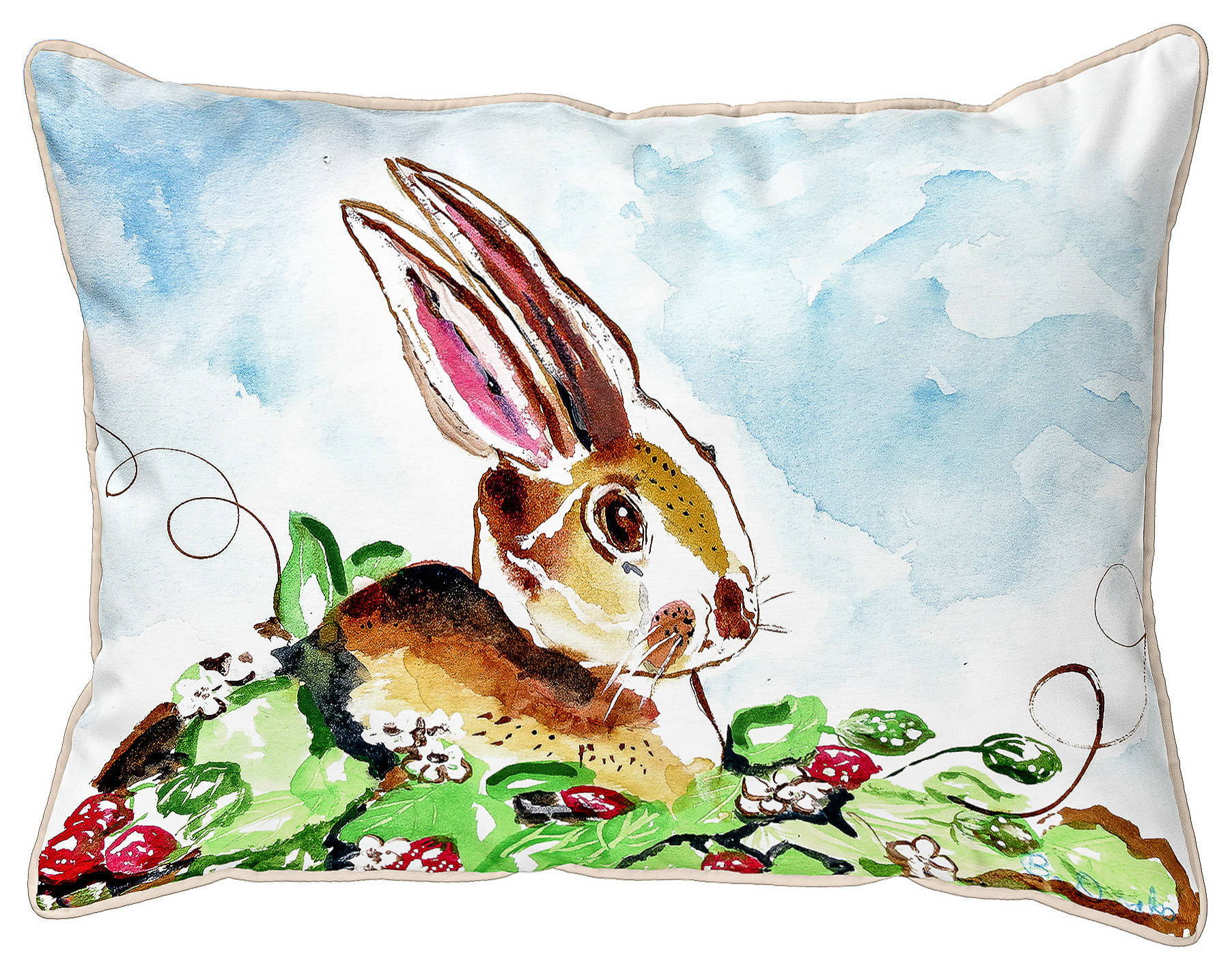 Betsy Drake Jack Rabbit Right Small Pillow 11x14, Small - Farmhouse ...