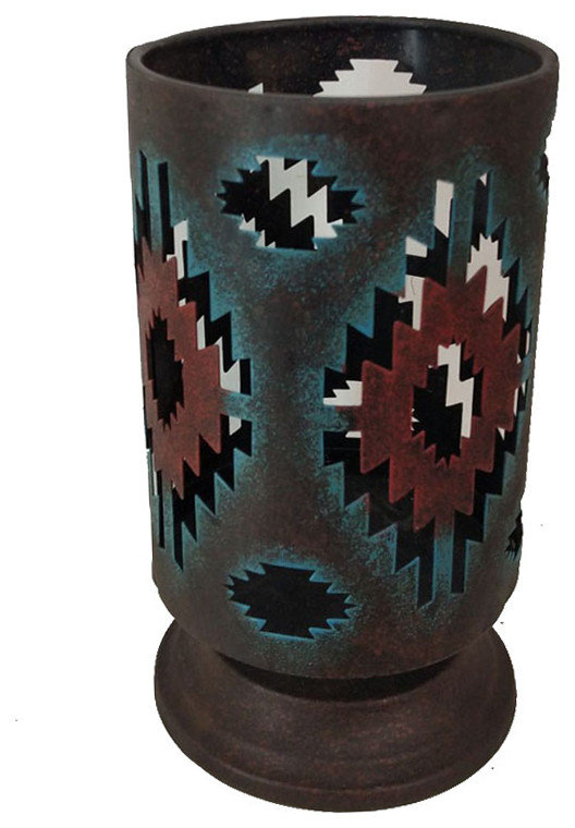 HiEnd Accents Colorful Aztec Hurricane - Southwestern - Candleholders ...