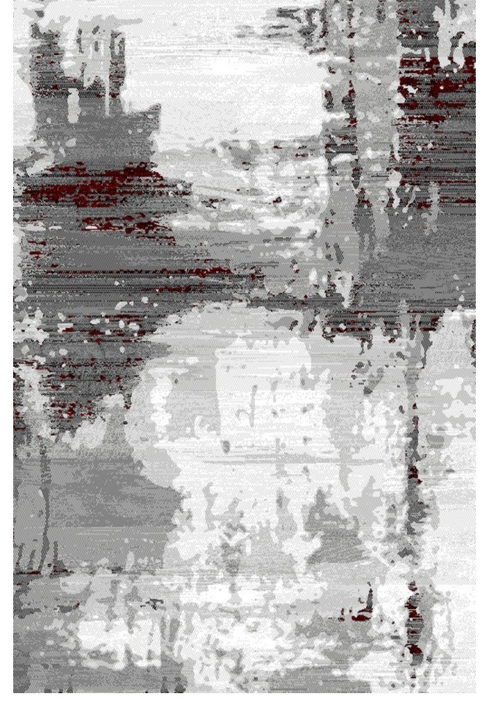 Abstract Gray Rug With Red Stripes, 10' Runner - Contemporary - Hall ...