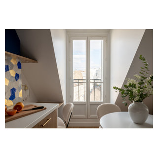 Symbiose de deux chambres sous les toits, 41m2 à Paris. - Contemporary ...