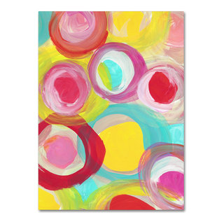 'Colorful Sun Circles Vertical 1' Canvas Art, 19"x14" - Contemporary ...