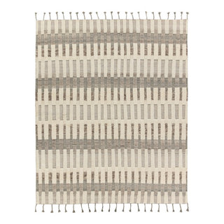 Izza Hand-Knotted Striped Cream/ Taupe Area Rug, 10'X14' - Contemporary ...