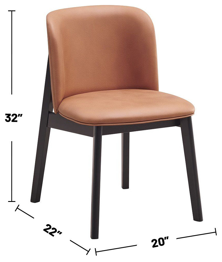 Set of 2 Upholstered Side Chairs in Camel and Black - Midcentury ...