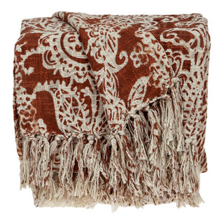 Parkland Collection Hina Floral Rust 52" x 67" WOVEN HANDLOOM Throw ...