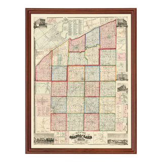 Geauga County Map Framed Art 1857, Vintage Ohio Wall Decor, 18x24 ...
