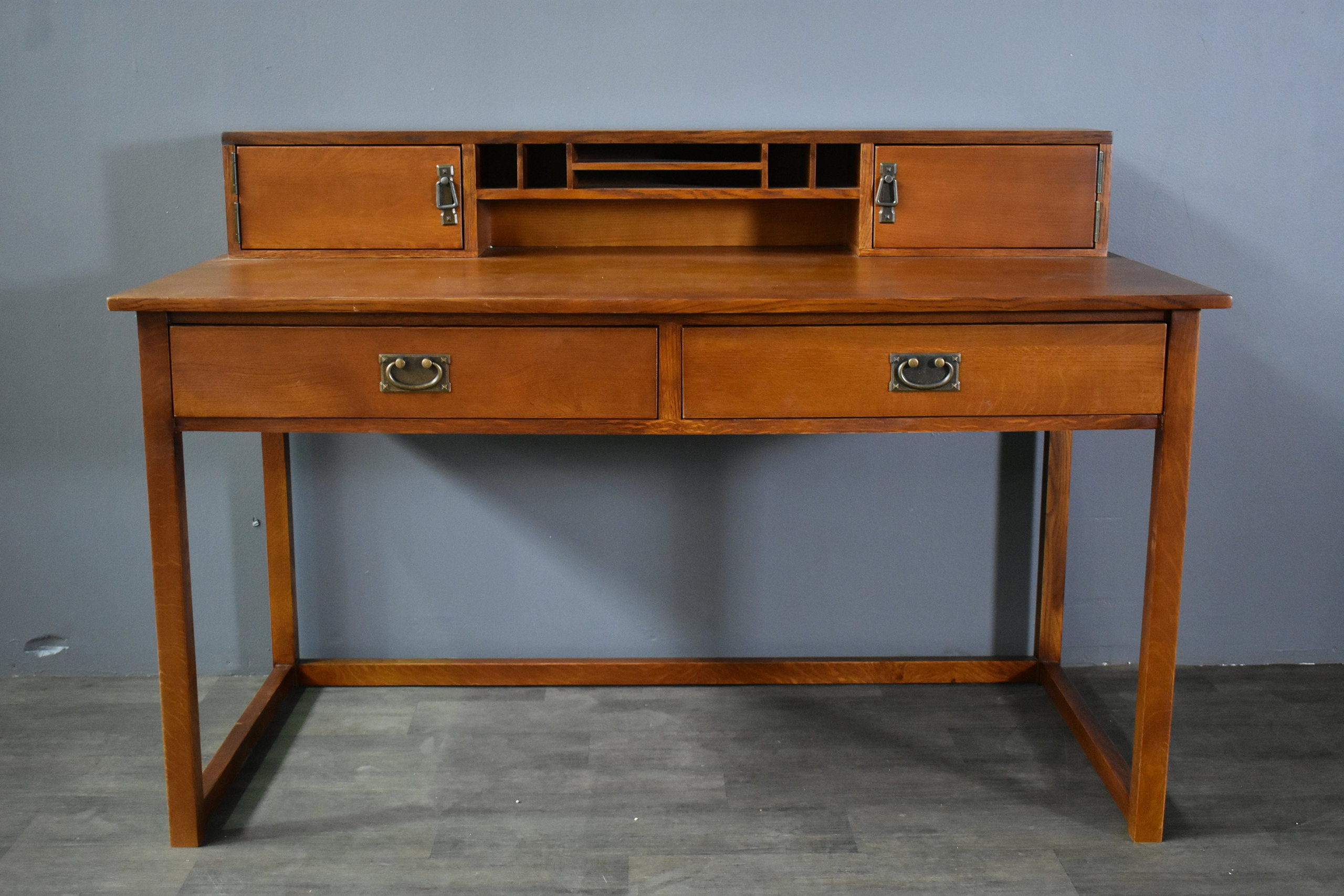 Mission Style Oak Library Table with Hutch - Craftsman - Desks And ...
