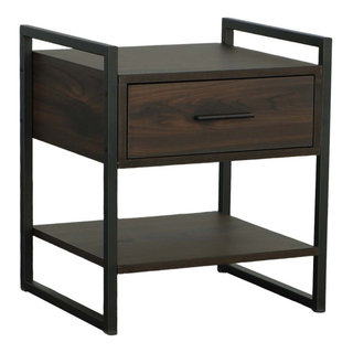 Leo Accent Nightstand, Sable Brown & Metal - Transitional - Side Tables ...