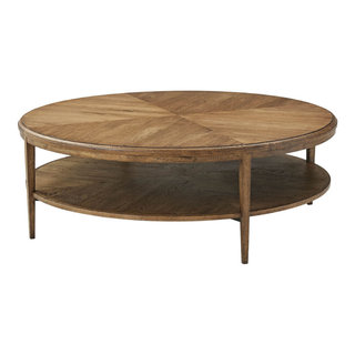 Modern Parquetry Round Coffee Table Light Oak - Transitional - Coffee ...