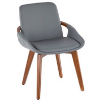 Lumisource Cosmo Chair, Walnut and Gray PU Leather - Contemporary ...
