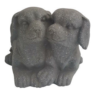 Resin, 11"L Puppies Duo Planter, Gray, 11x10x7" - Contemporary - Indoor ...