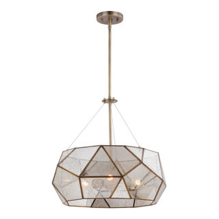 Euclid Drum Pendant Light Fixture with Mercury Glass, 20-in. W X 24.5 ...