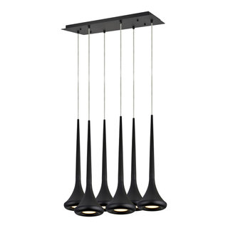 61076-2 Adjustable LED 6-Light Hanging Pendant Ceiling Light, Black ...