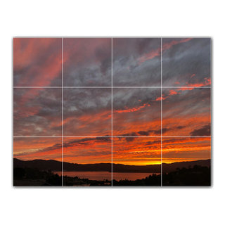 Sunset Ceramic Tile Wall Mural HZ500962, 17" Wide x 12.75" High ...