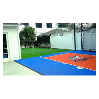 SnapSports® - Backyard Home Basketball Court w/ Custom OKC Theme Logo ...
