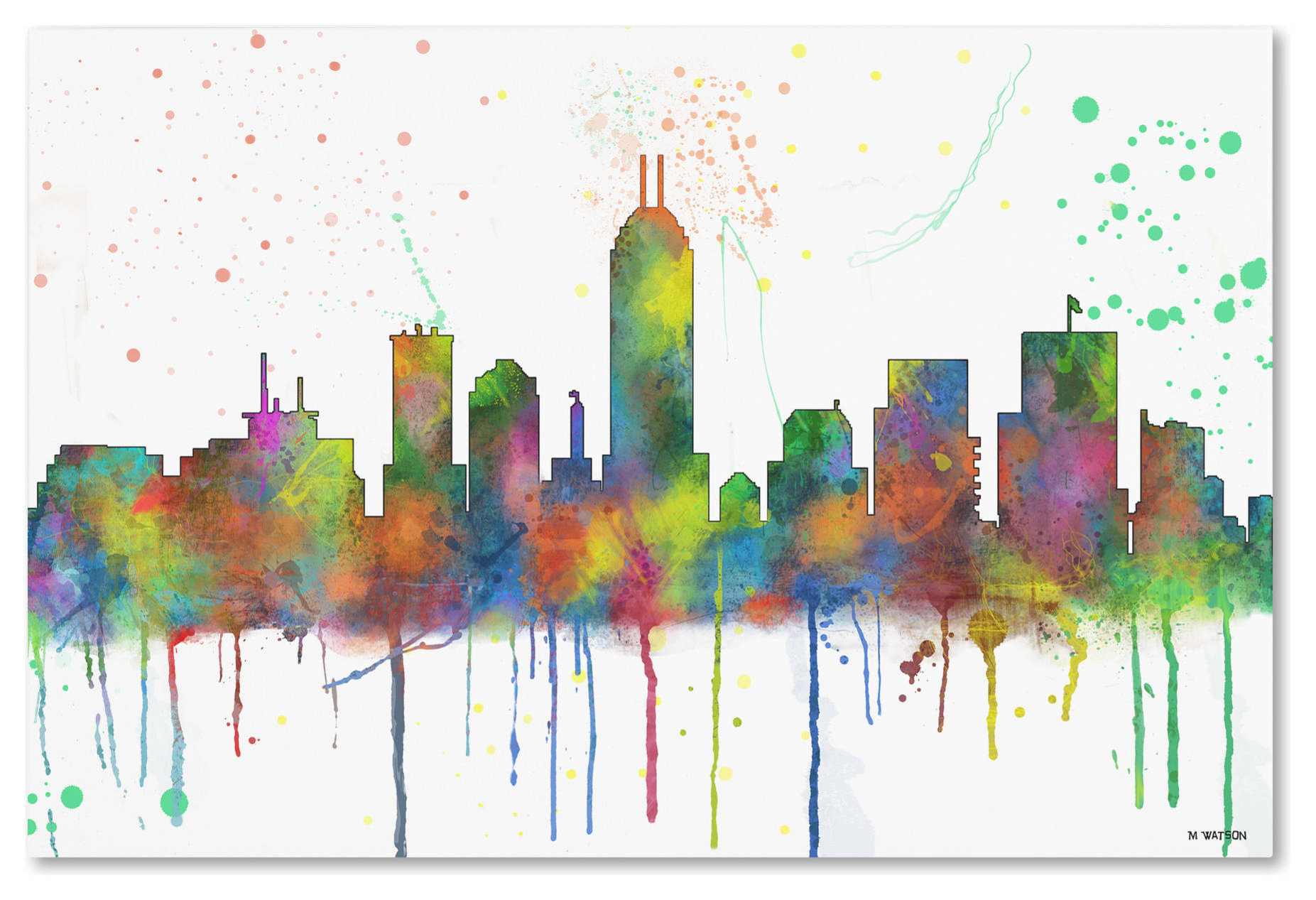 Marlene Watson 'Indiana Indianapolis Skyline Mclr-1' Canvas Art, 22"x32 ...