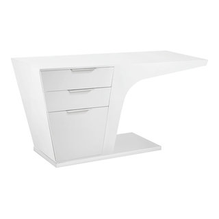 White Warp Office Desk, 23.5"L x 59"W x 30"H - Contemporary - Desks And ...