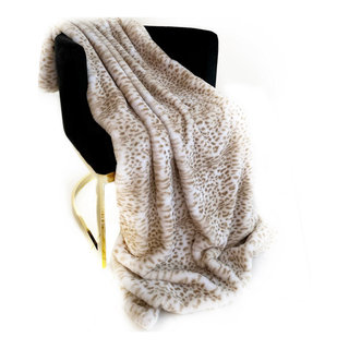 Plutus Brown Taupe Savannah Cat Faux Fur Luxury Throw Blanket, Blanket ...