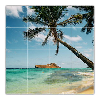 Beach Ceramic Tile Wall Mural HZ500065, 17" Wide x 17" High - Tropical ...