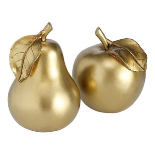 Metallic Gold Apple and Pear - Farmhouse - Decorative Objects And ...