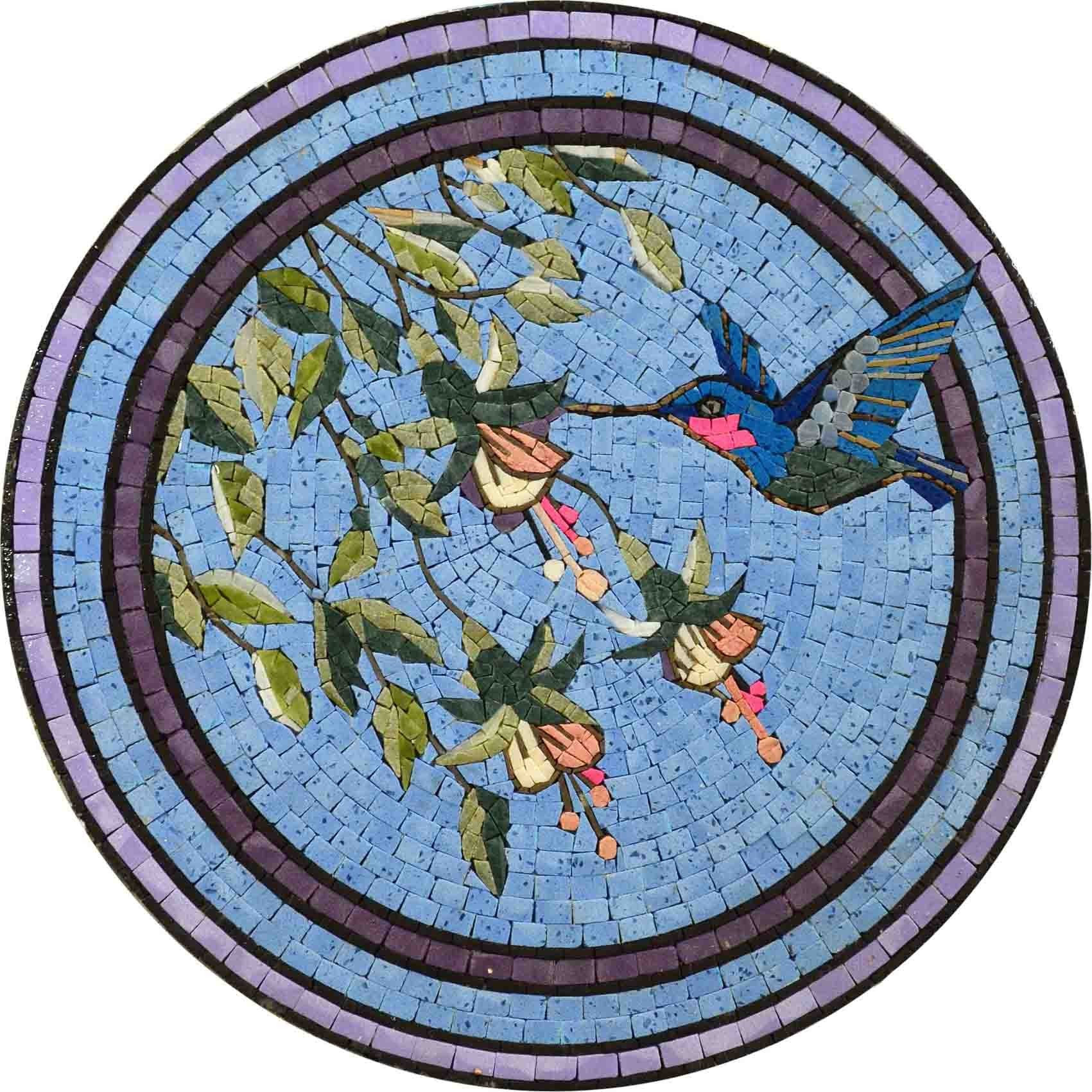 Mosaic Medallion Art Tile, Hummingbird, 36" x 36" - Tropical - Tile ...