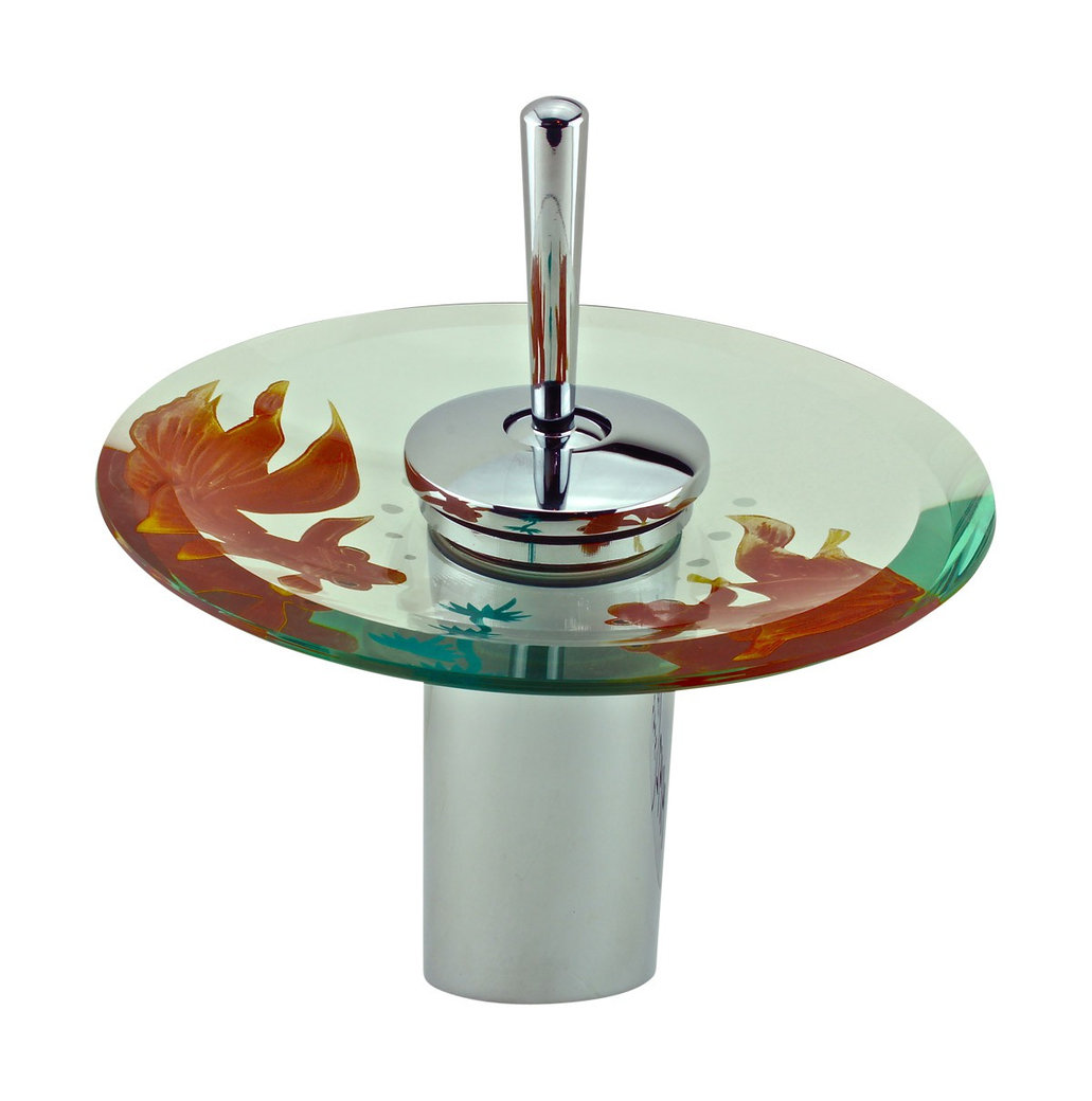Waterfall Faucet Painted Koi, Chrome, 7"H - Asian - Bathroom Sink ...