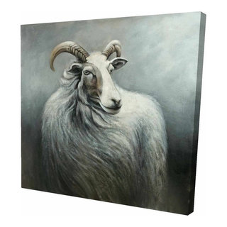 Cashmere Goat Print On Wrapped Canvas, 24"x24" - Farmhouse - Prints And ...