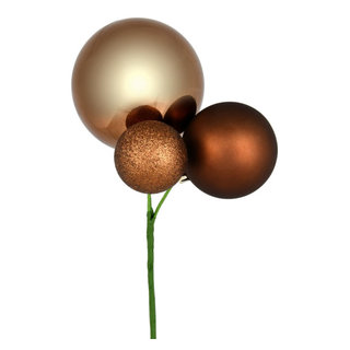 18" Mocha Ornament Pick 3-Pack - Contemporary - Christmas Decorations ...