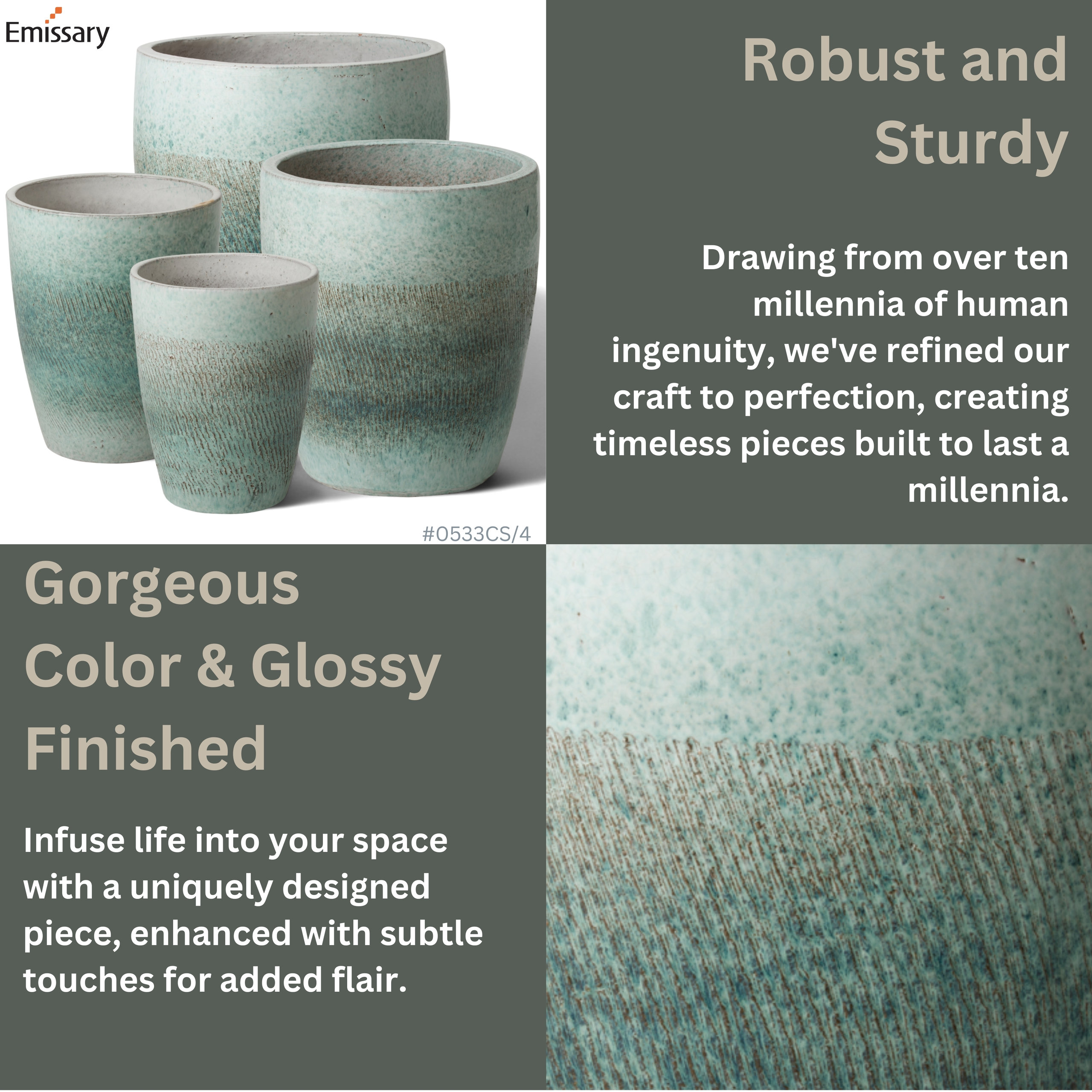 Bullet Planter Coastal Splash - Farmhouse - Outdoor Pots And Planters ...