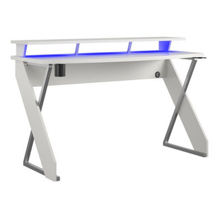 NTense Xtreme Gaming Desk with Riser in White - Contemporary - Desks ...