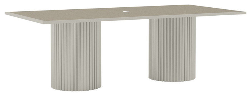 Milo 84"x42" Rectangular Dining Table With Umbrella Hole - Transitional - Outdoor Dining Tables ...