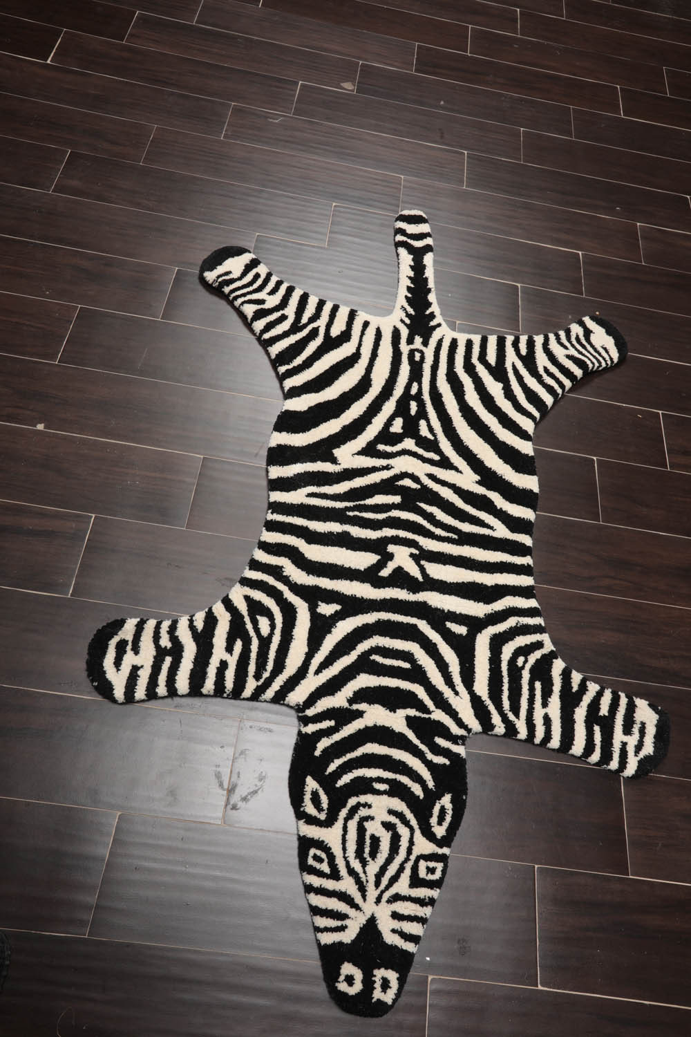 3'x5' Black & White Zebra Hand Tufted Oriental 100% Wool Rug, 0.75 ...