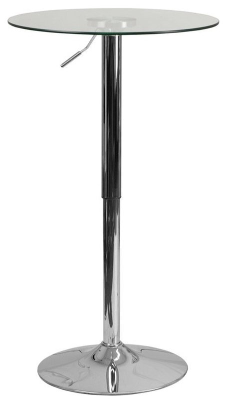 Dyersburg 23.5" Round Height Adjustable Glass Table (33.5" - 41" Range ...