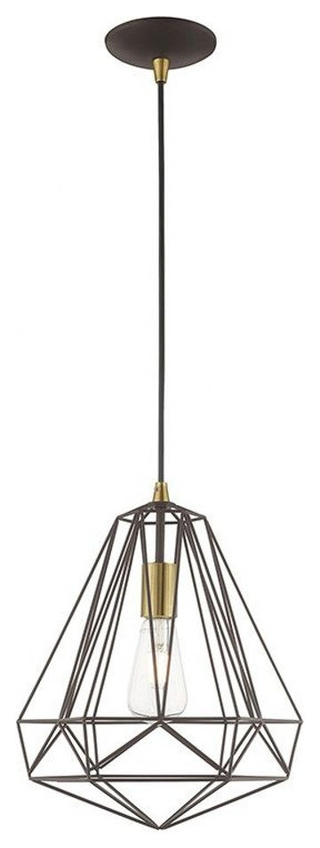 1 Light Pendant In Geometric Style-18 Inches Tall and 12.25 Inches Wide ...