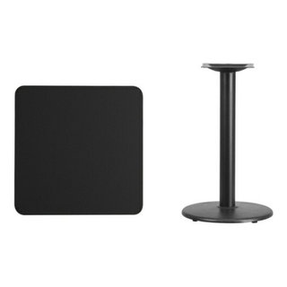 24" Square Laminate Table Top With 18" Round Table Height Base ...