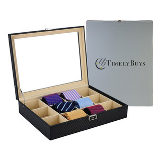 12-Piece Tie Display Case, Carbon Fiber - Contemporary - Dresser Valets ...