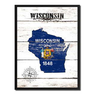 Wisconsin State Flag Canvas, 28"x37", 13"x17" - Contemporary - Prints ...