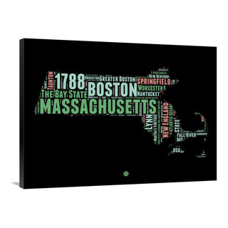 "Massachusetts Word Cloud 1" Fine Art Print, 40" x 30" - Modern ...