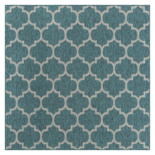 Rug Unique Loom Outdoor Trellis Teal Square 8' 0 x 8' 0 - Mediterranean ...