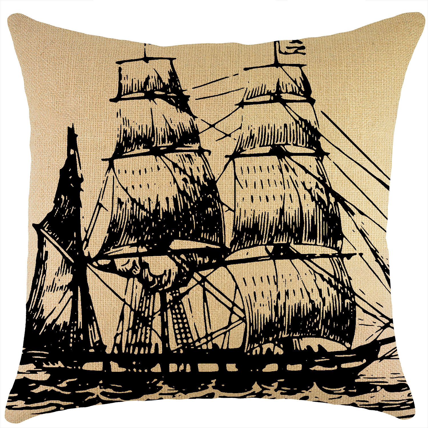 Ship Burlap Pillow - Beach Style - Decorative Pillows - by ...