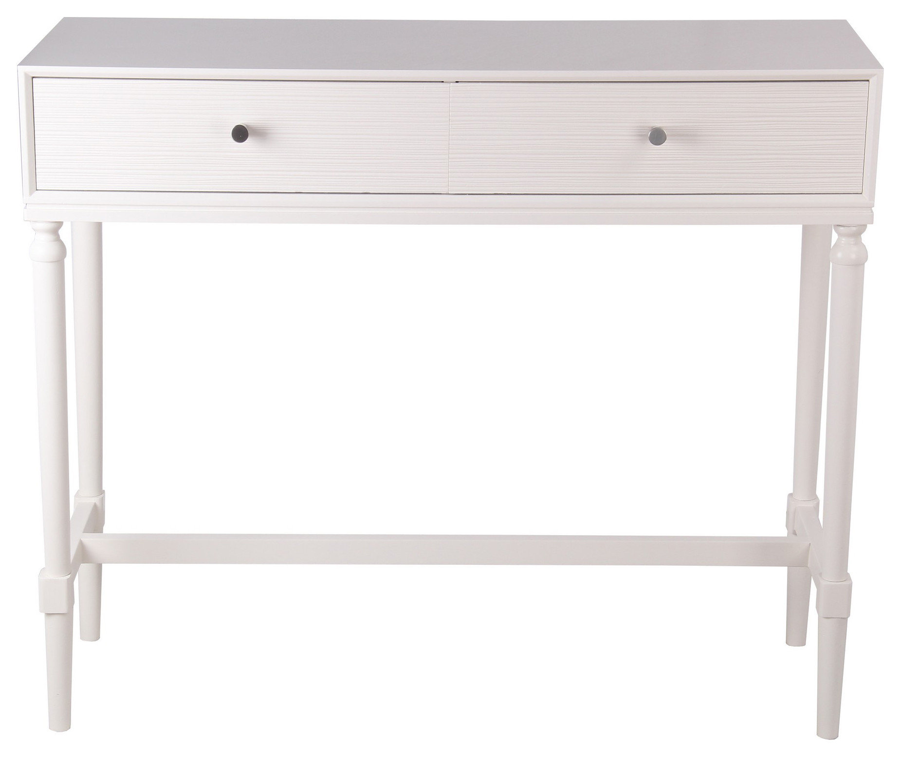 2 Drawer Wooden Console Table with Turned Legs, White - Traditional ...