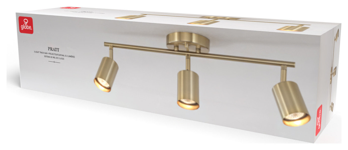 21" 3-Light Matte Brass Track Lighting with Pivoting Track Heads ...