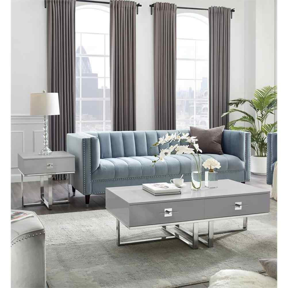 Posh Living Mano 2-Drawers Stainless Steel Base Coffee Table - Black ...