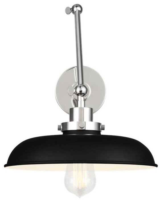 Generation Lighting, CW1171MBKPN, Double Arm Wide Task Sconce, Midnight ...