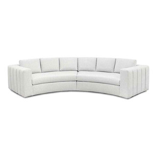 Calla Curved Channel Tufted Sectional in Gray Performance Fabric ...