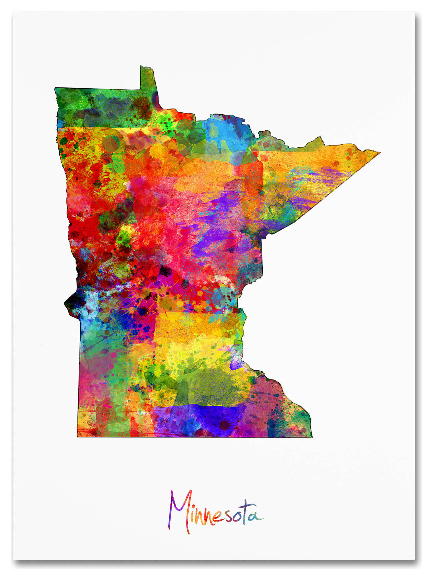"Minnesota Map" Canvas Art by Michael Tompsett, 14"x19" - Traditional ...